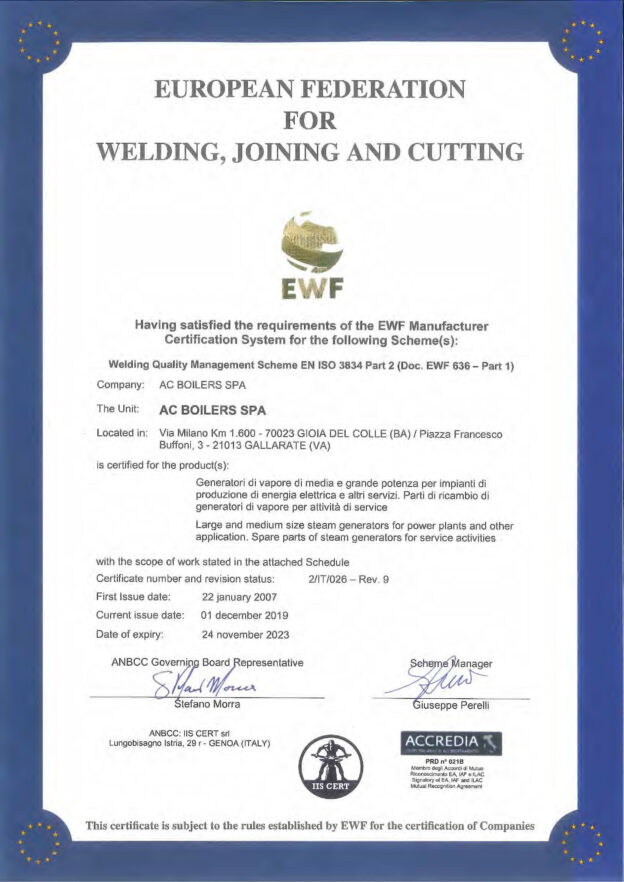 EWF ISO 3834 #02_IT_026-1 - Ansaldo Boilers